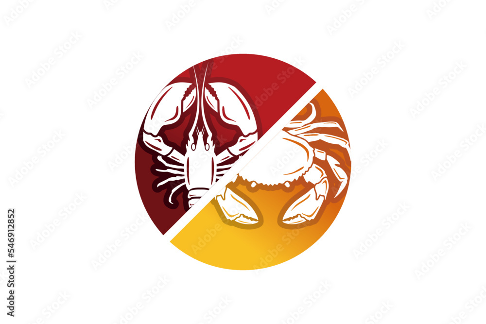 Vetor de Lobster and crab icon symbol logo design, lobster or seafood ...