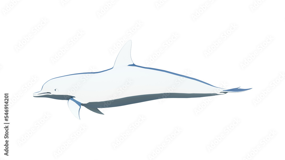 a cartoon dolphin. a 2d dolphin isolated on white background. side view ...