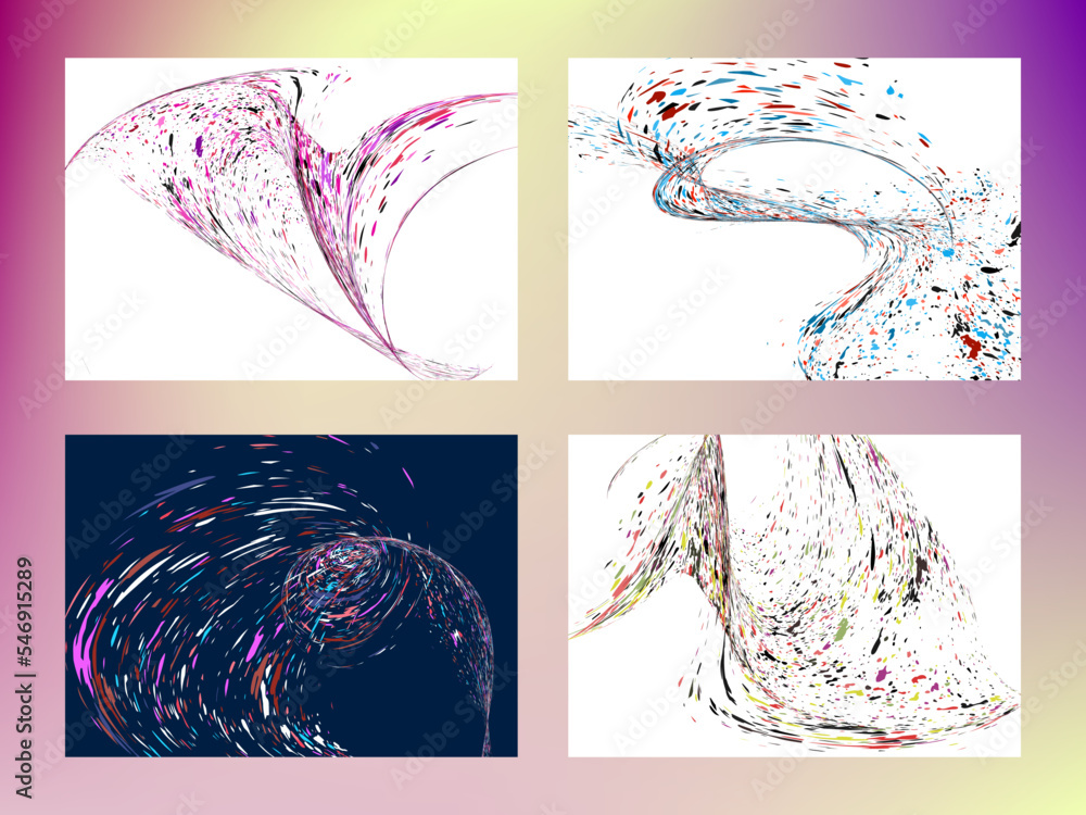 Multi-colored dust particles and debris, paint splashes, strokes are ...