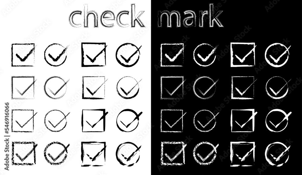 Cross and check mark icon symbol set. Different check signs set ...