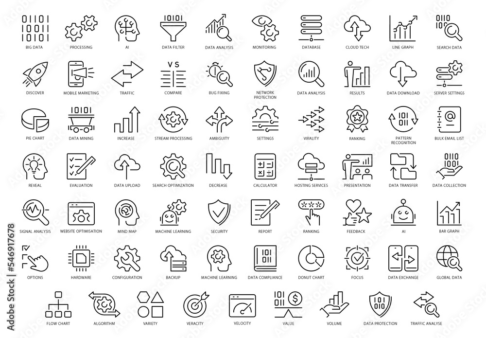 Data Analytics Outline Icons Set Stock Template | Adobe Stock Data Analytics Outline Icons Set Stock Template | Adobe Stock