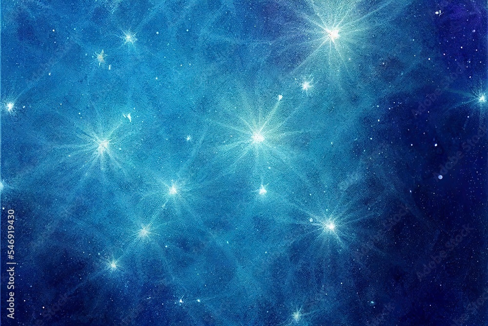 Abstract dreamy blue star filled sky background. Dreamy illustration ...