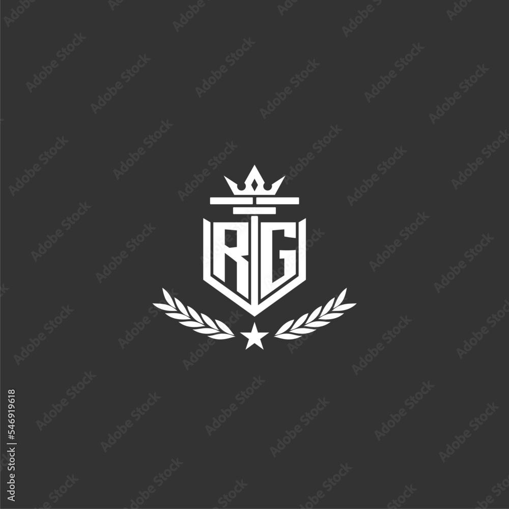 RG initial monogram brand logo design for crown vector image Stock ...