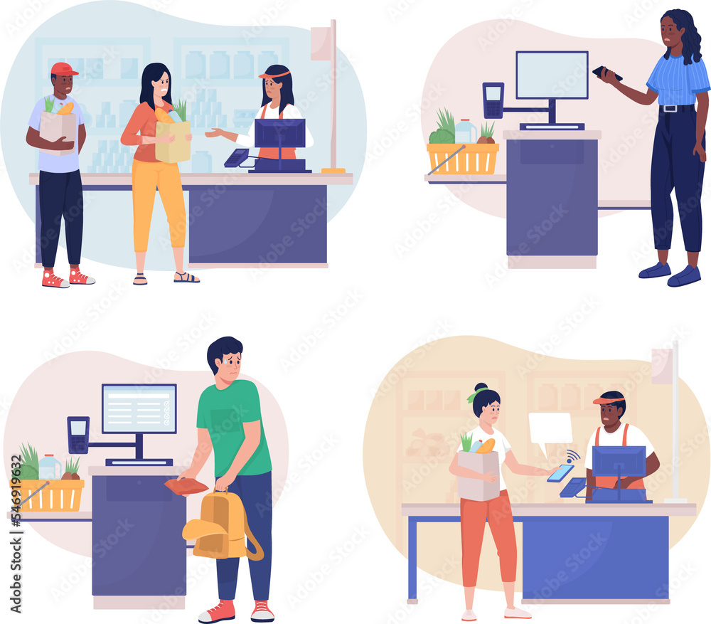 Life situations 2D raster isolated illustrations set. Upset and angry ...