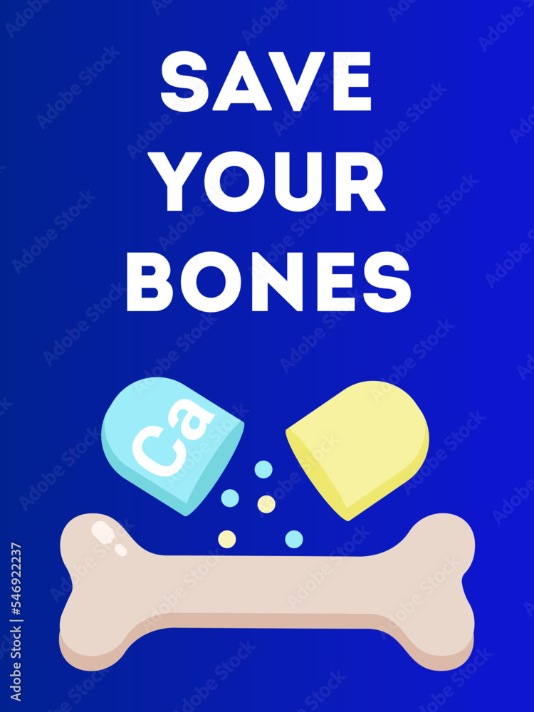 Osteoporosis vector poster. Medical orthopaedic poster with an ...