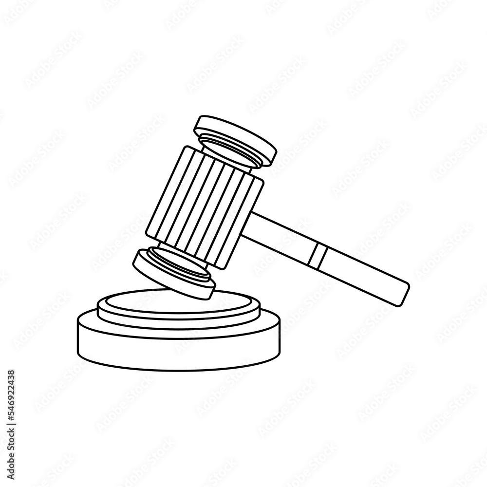 line drawing of judge's hammer vector illustration Stock Vector | Adobe ...