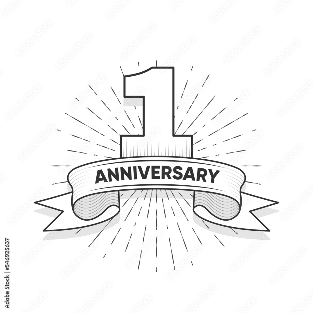 One Year Anniversary. Logotype style with handwriting style for ...