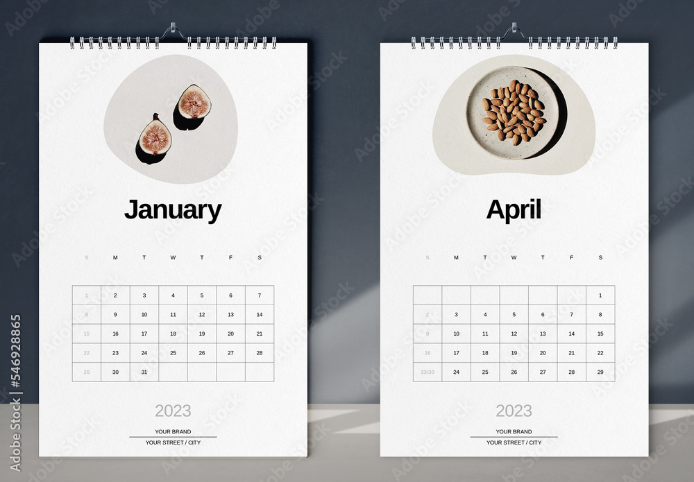 Lifestyle Pastel Wall Calendar 2023 Layout Stock Template | Adobe Stock
