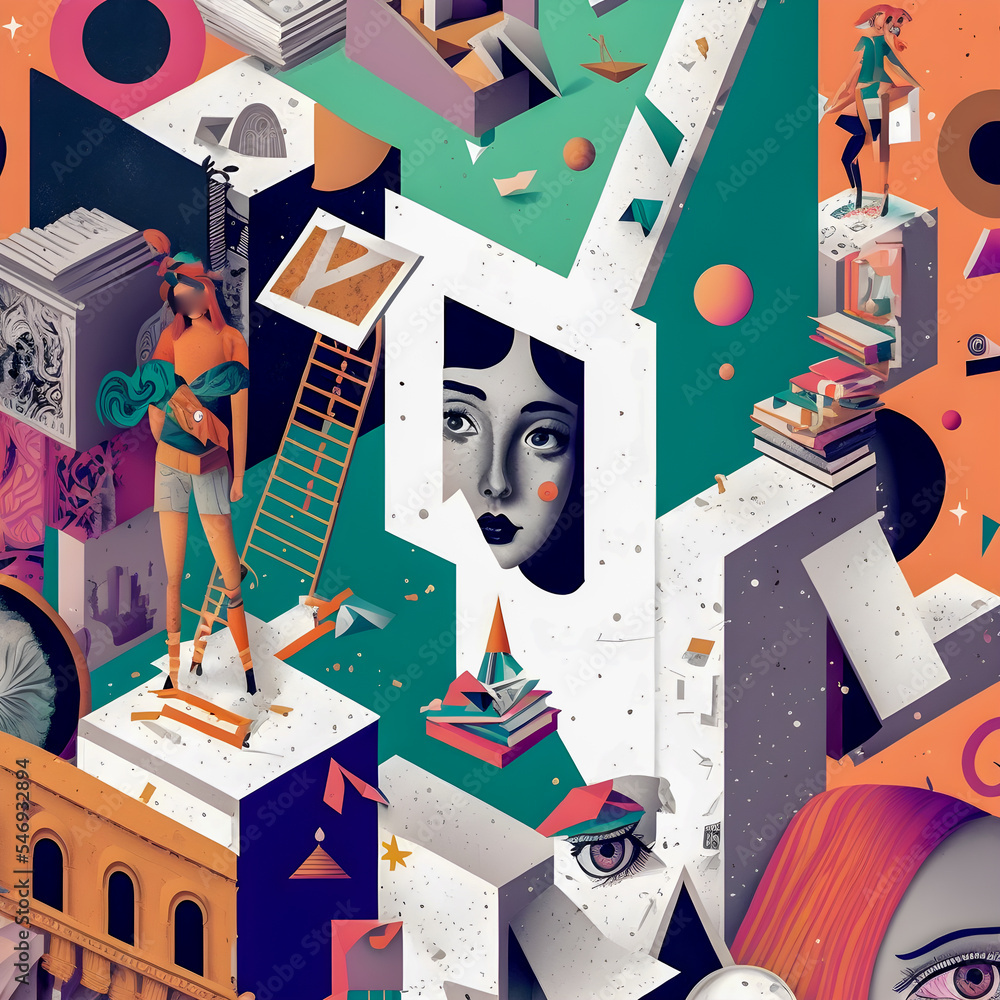 Collage Fun Art, 80s and 90s style Background Illustartion, Pop-Art ...