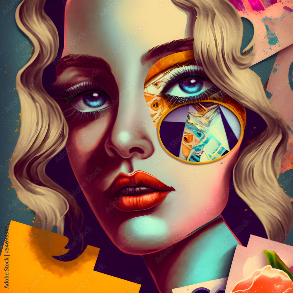 Collage Fun Art, 80s and 90s style Background Illustartion, Pop-Art ...