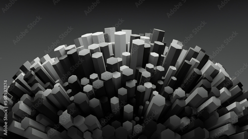 Sphere with Hexagons Abstract Gray Background Wallpaper with Copy Space ...