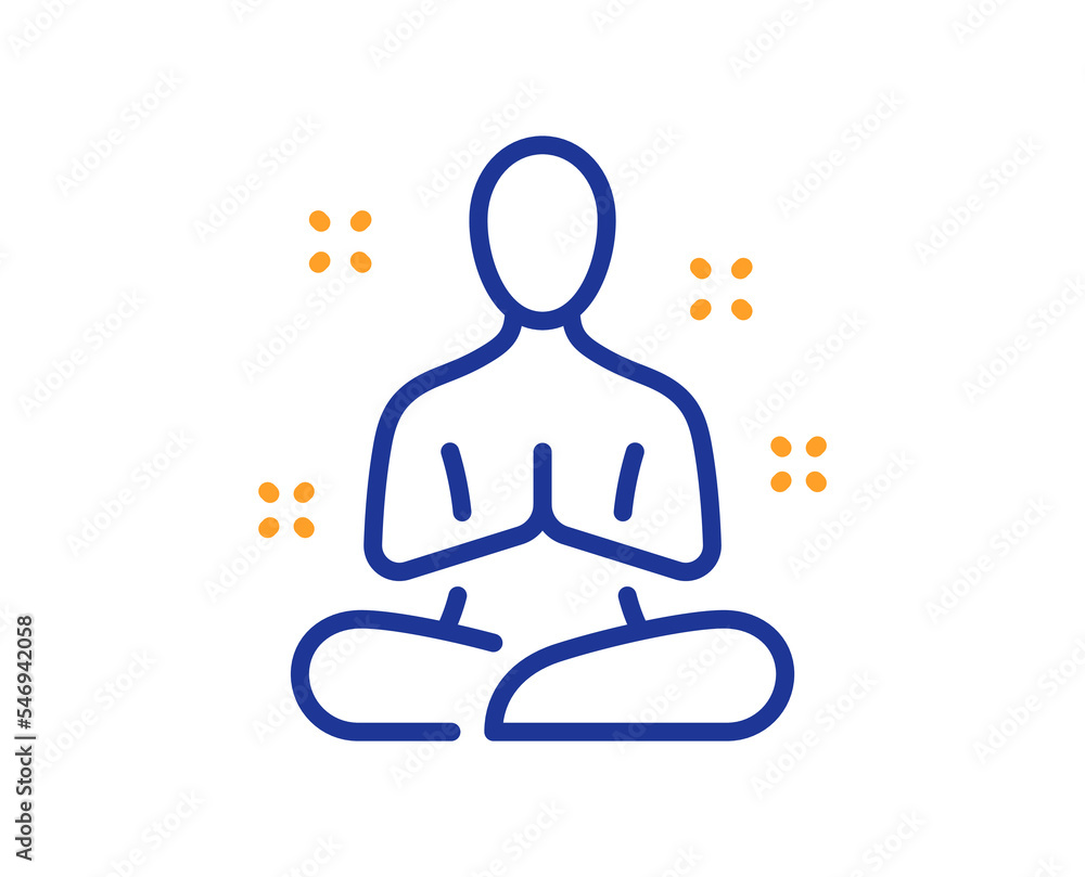 Yoga line icon. Meditation pose sign. Relax body and mind symbol ...