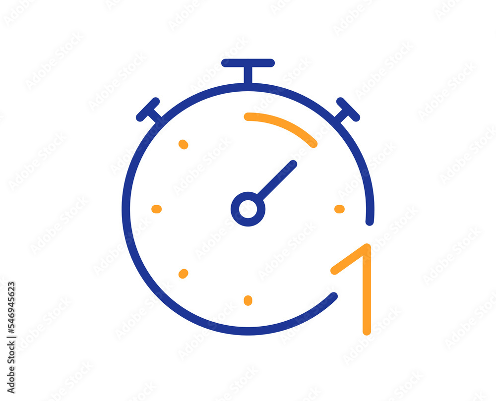 Timer 1 minute line icon. Stopwatch time sign. Countdown clock symbol ...
