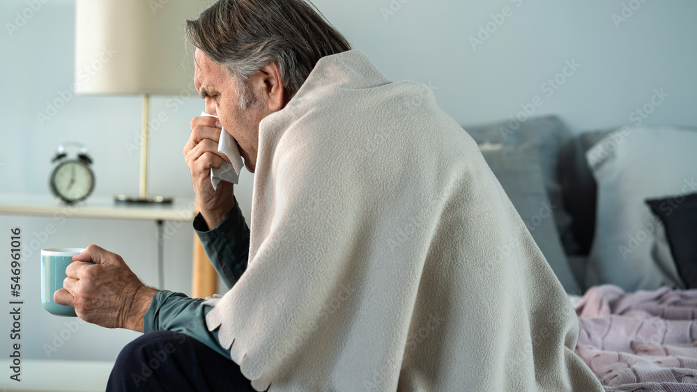Old man suffering from cold Stock Photo | Adobe Stock