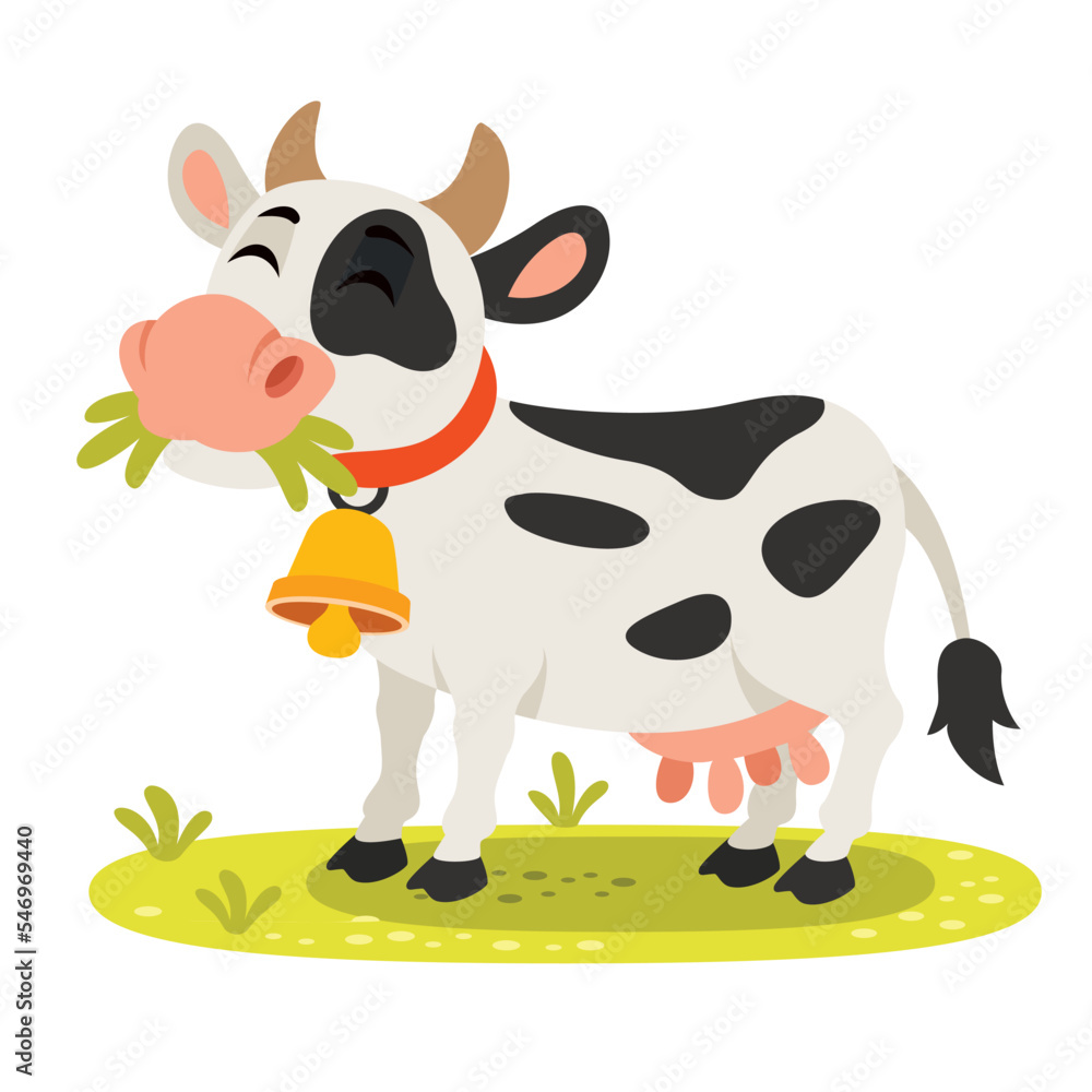 Cartoon Illustration Of A Cow Stock Vector | Adobe Stock