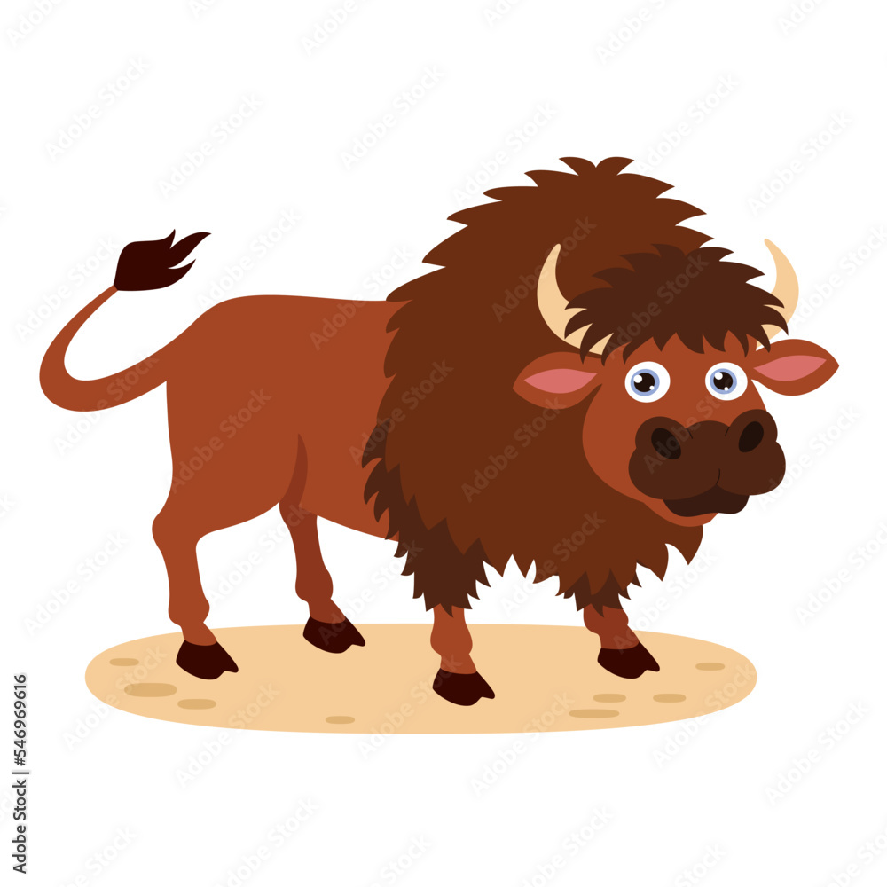 Cartoon Illustration Of A Bison Stock Vector | Adobe Stock