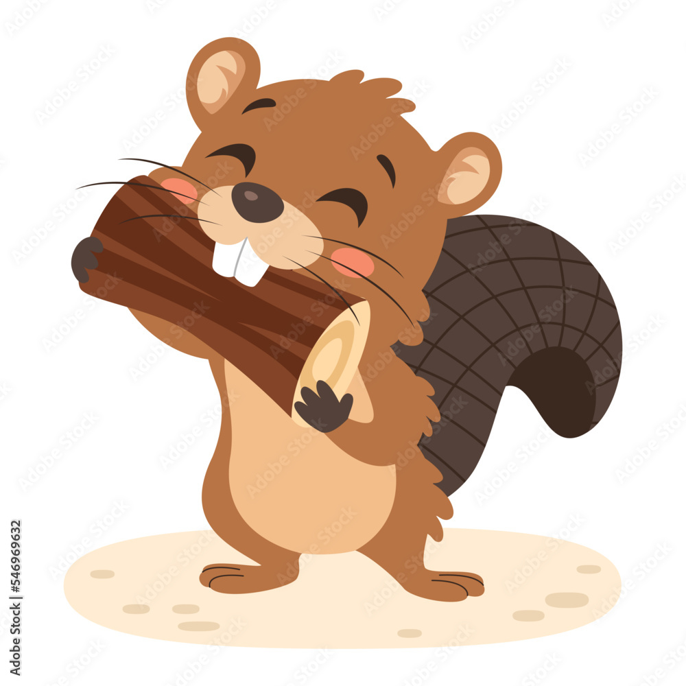 Cartoon Illustration Of A Beaver Stock Vector | Adobe Stock