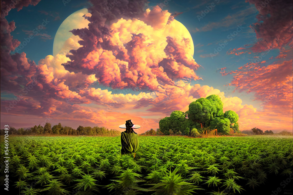 person in the field of marijuana digital art ai-generated Stock ...