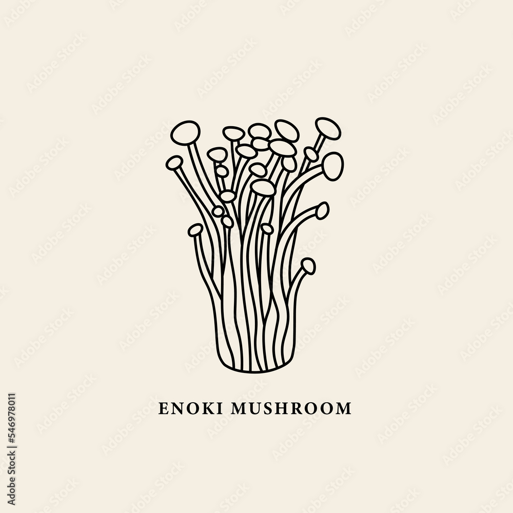 Line art enoki mushroom illustration Stock Vector | Adobe Stock