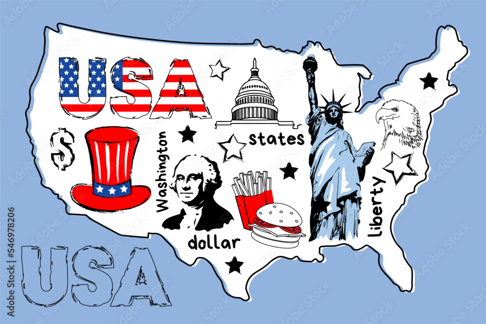 United states of america map traditions Stock Vector | Adobe Stock