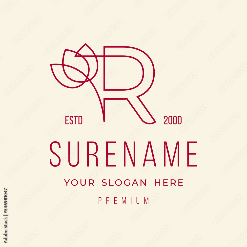 Alphabet Letter R flower typography logo design vector illustration ...
