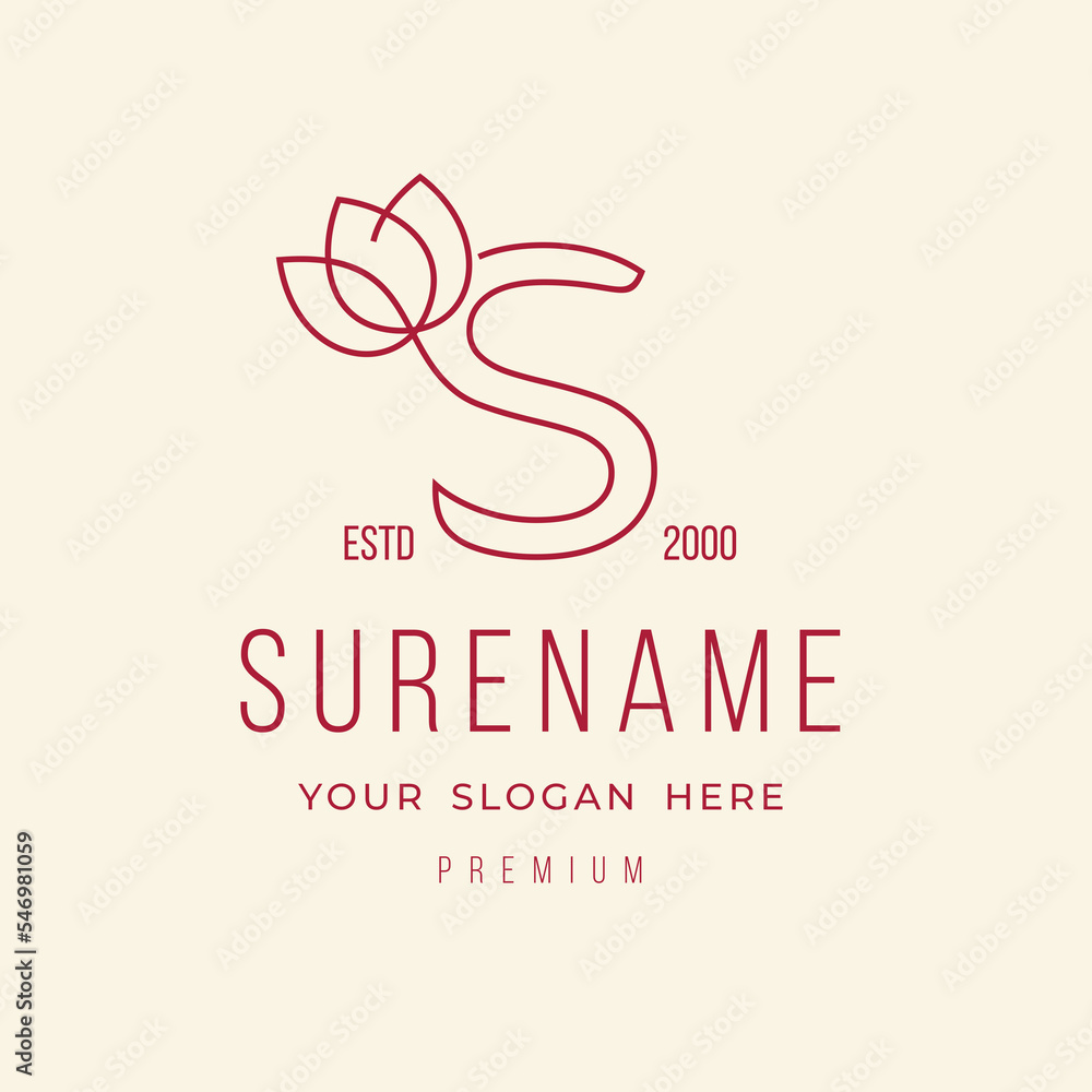 Alphabet Letter S flower typography logo design vector illustration ...