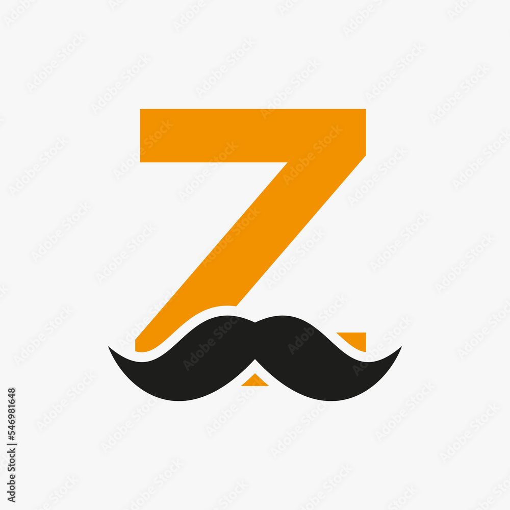 Letter Z Barbershop Logo Design. Hairstylist Logotype For Mustache ...
