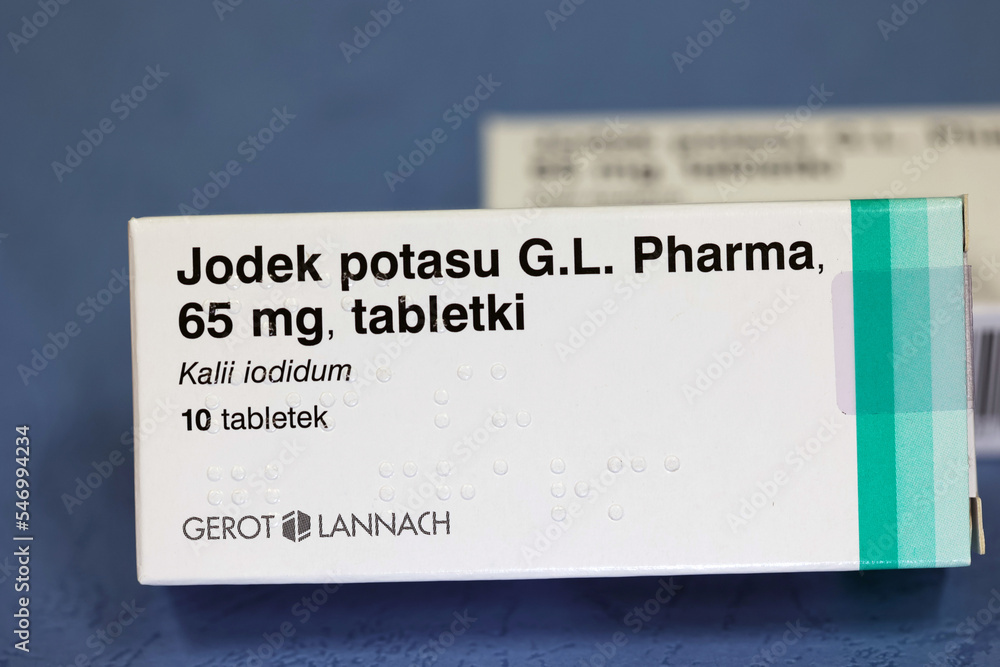 Jodek potasu - tabletki przygotowane do podania osobie napromieniowanej ...