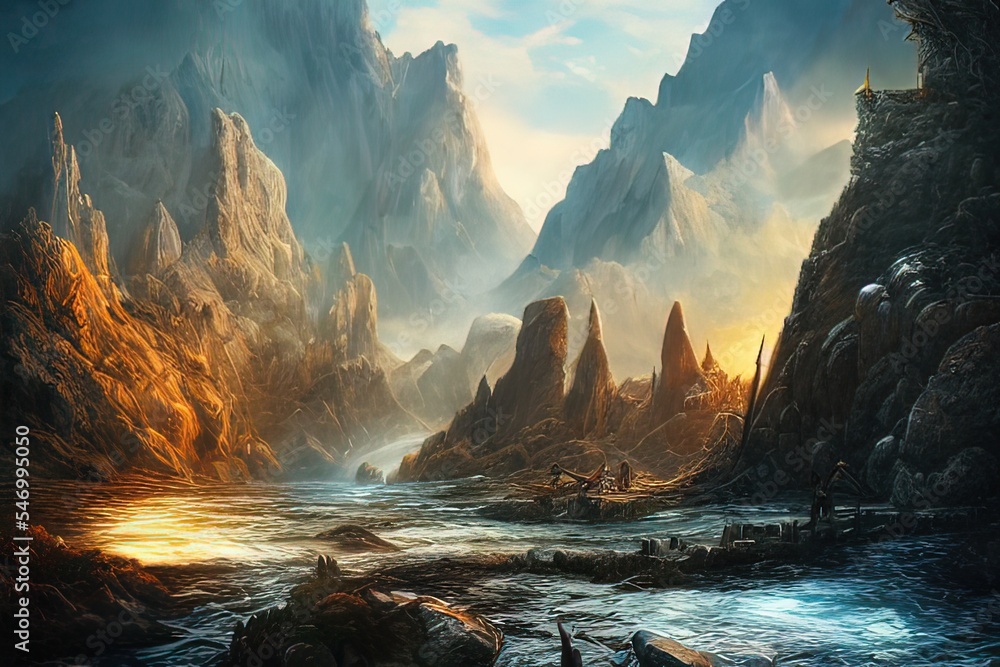 Concept art Norse and viking mythology, landscape Stock Illustration ...