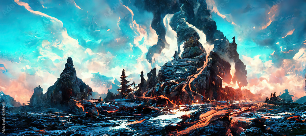 Concept art Norse and viking mythology, landscape Stock Illustration ...