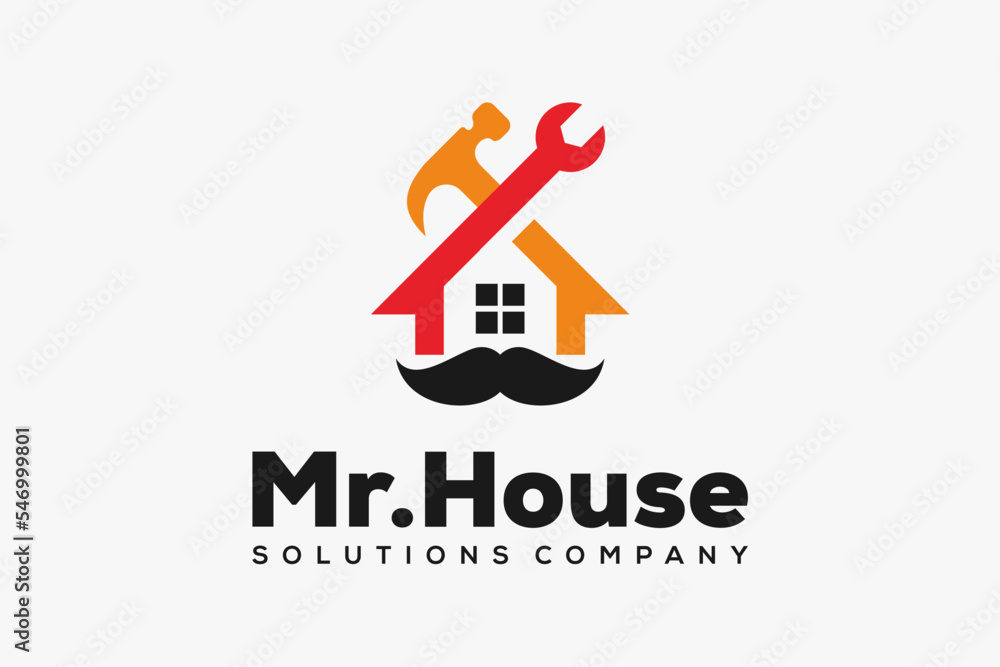 building shop logo with hammer and wrench Stock Vector | Adobe Stock