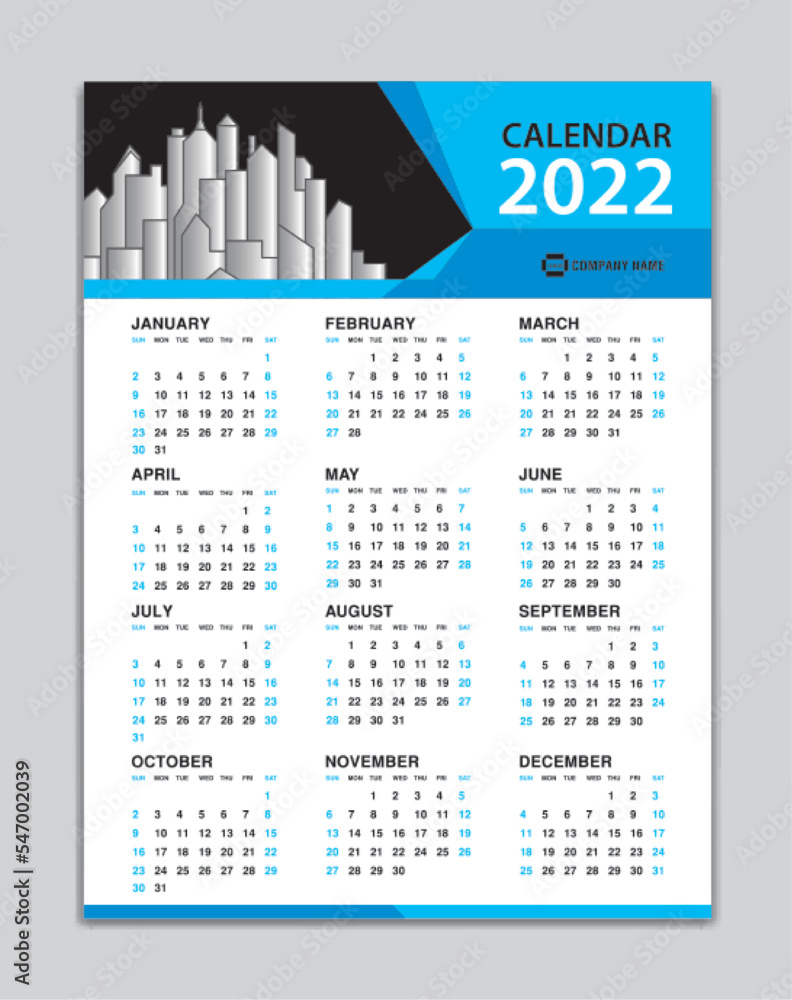 Calendar 2022 template, Wall Calendar 2022 year, Desk Calendar 2022 ...