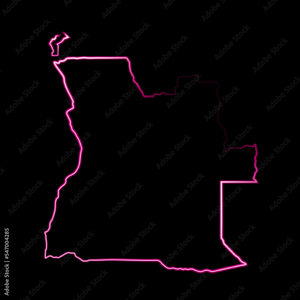 Vector isolated illustration of Angola map with neon effect. Stock ...