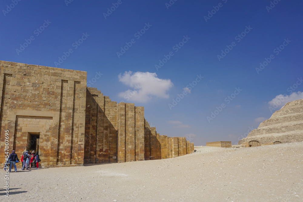 Saqqara, Egypt: Entrance to the funerary complex of Djoser (left) and ...