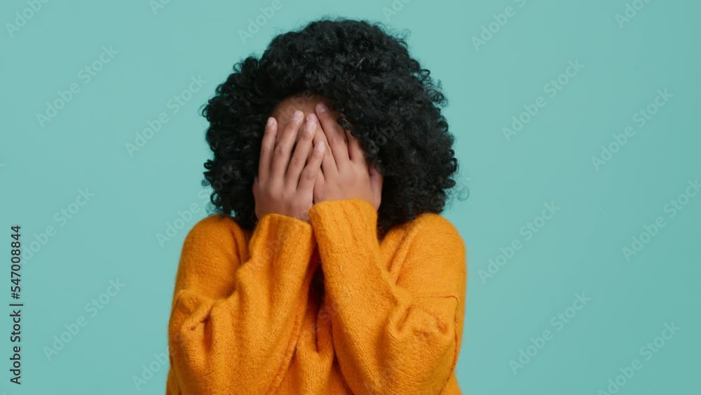 African American woman scared and confused of what is going. Emotional ...