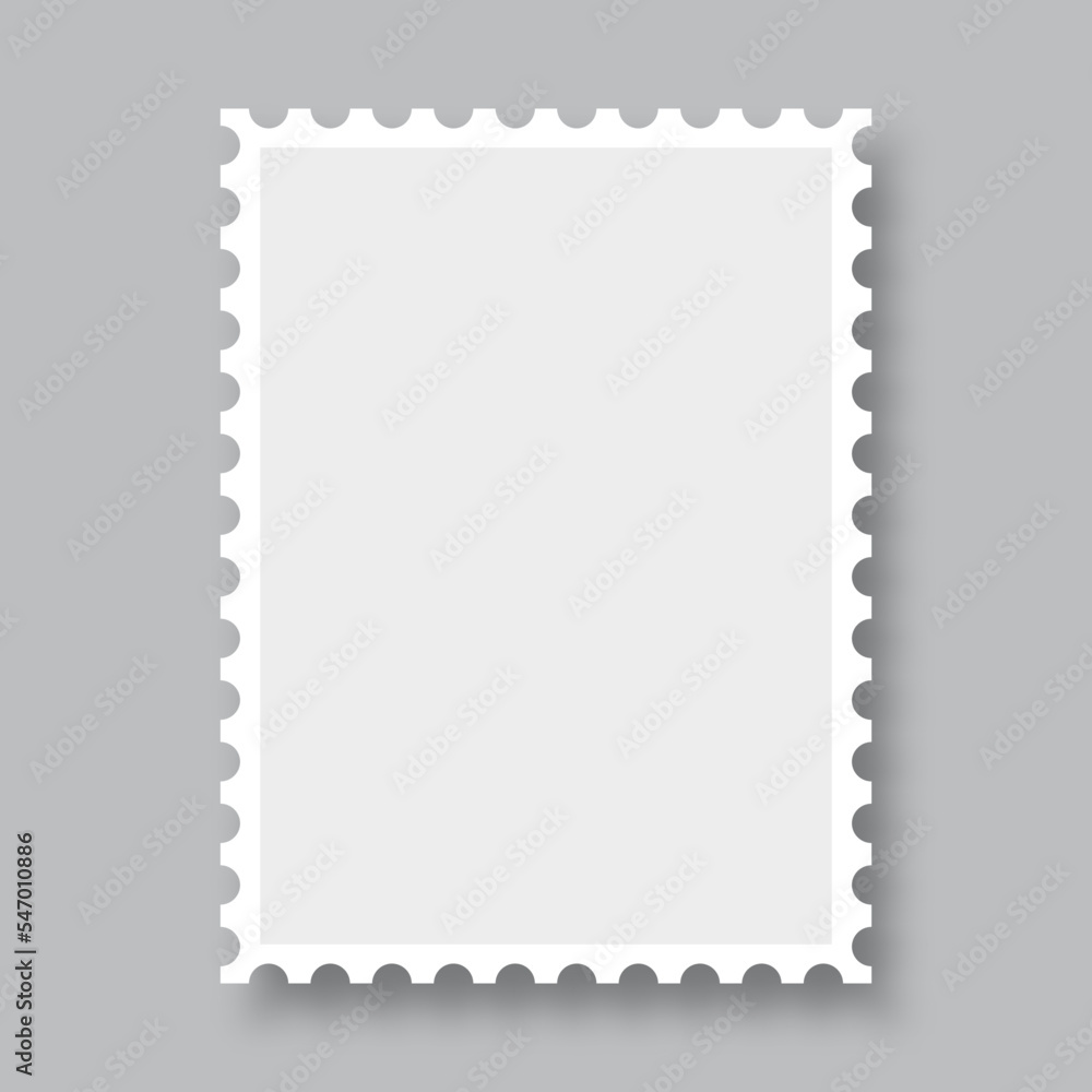 Blank postage stamp. Clean postage stamp template. Postage stamp border ...