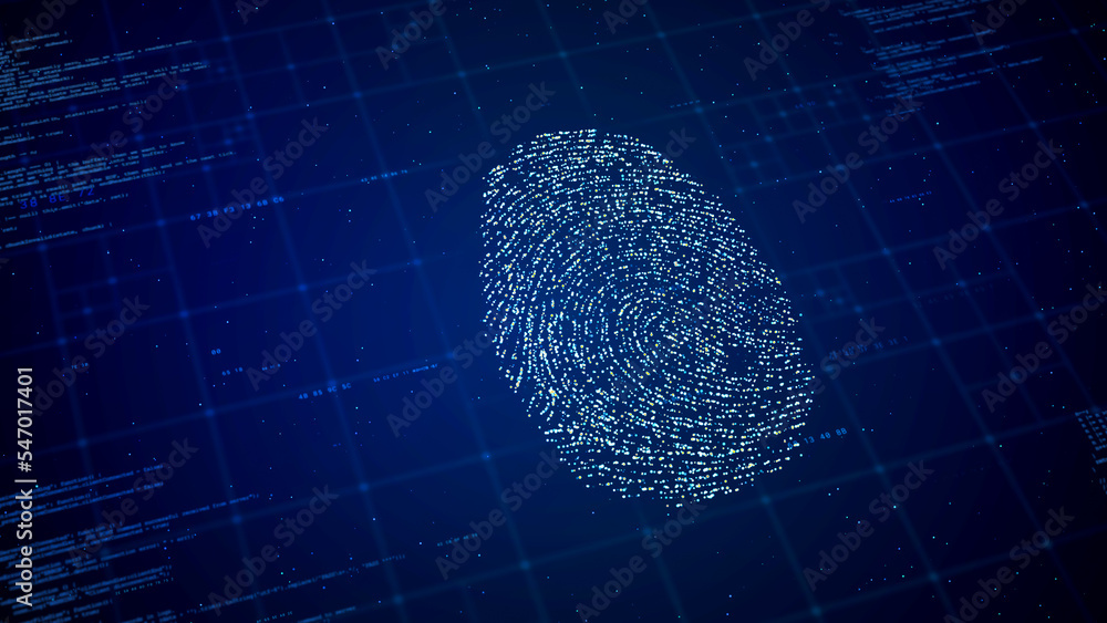 Biometric Data security technology for business, scanning screen of ...