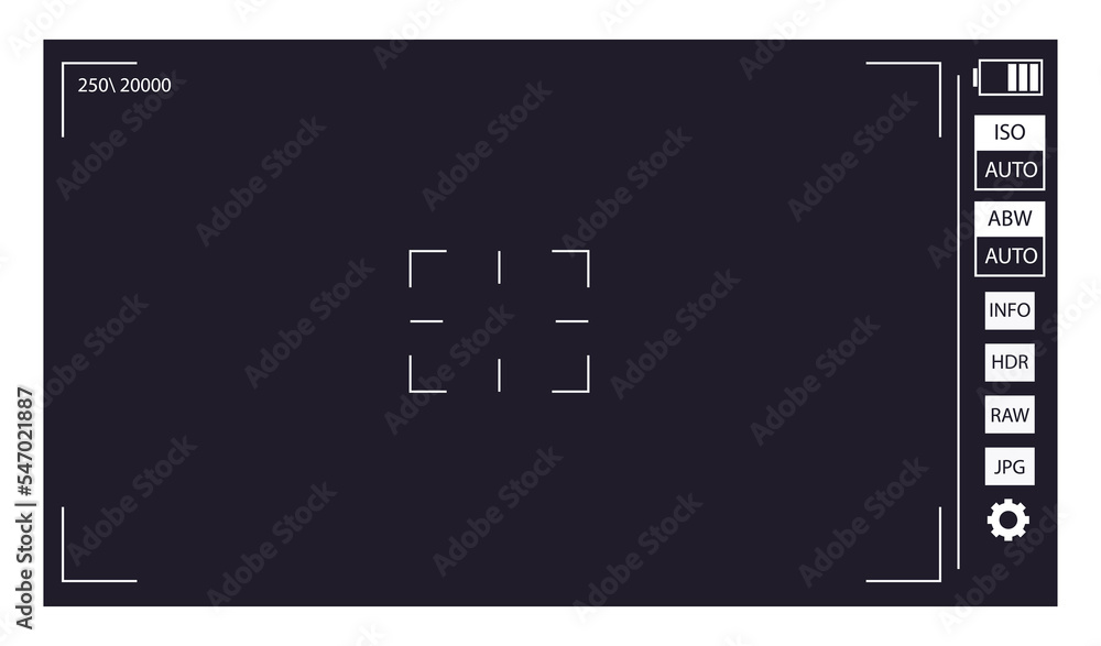 Camera viewfinder. Focusing screen recording. Black screen camera with ...