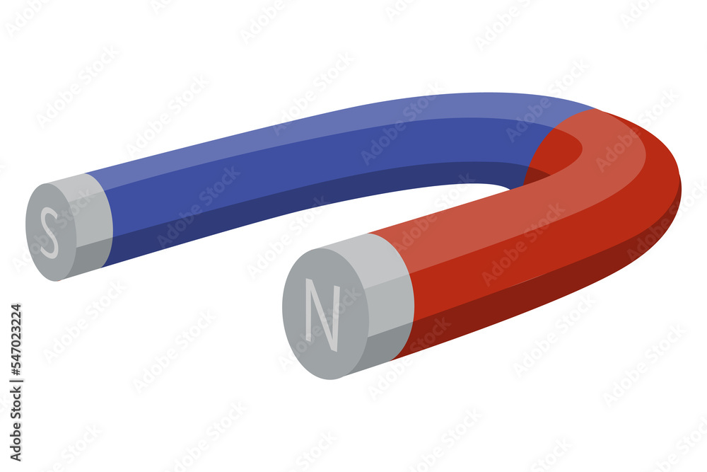 Red and blue magnet icon with two poles north and south isolated on ...