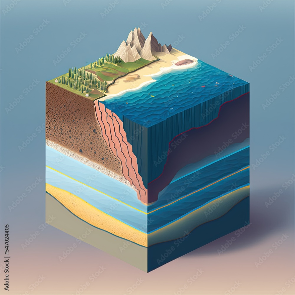 A cross-section cutaway of the Earth in geological levels with ...