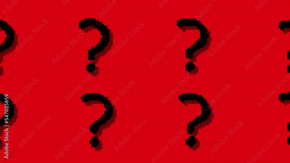 Distorted question marks moves seamlessly on a different colored neon ...