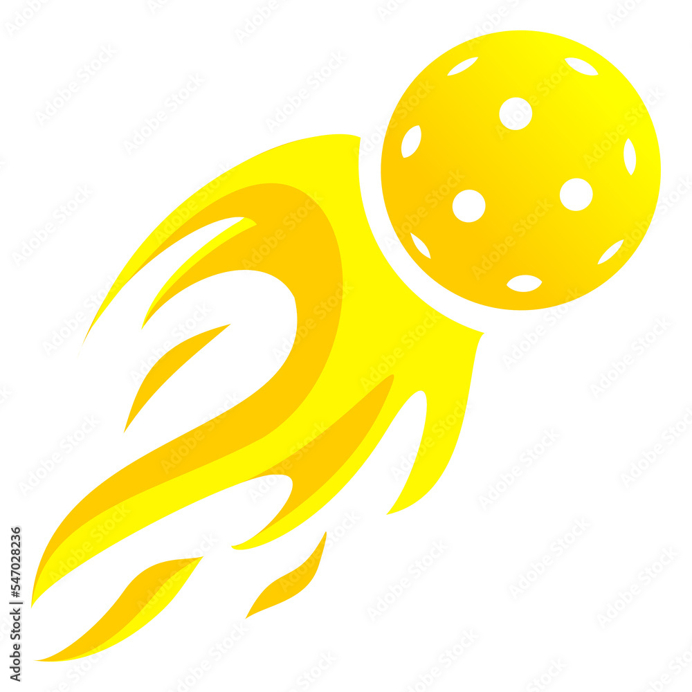 Great transparent illustration of pickleball ball with fire best for ...