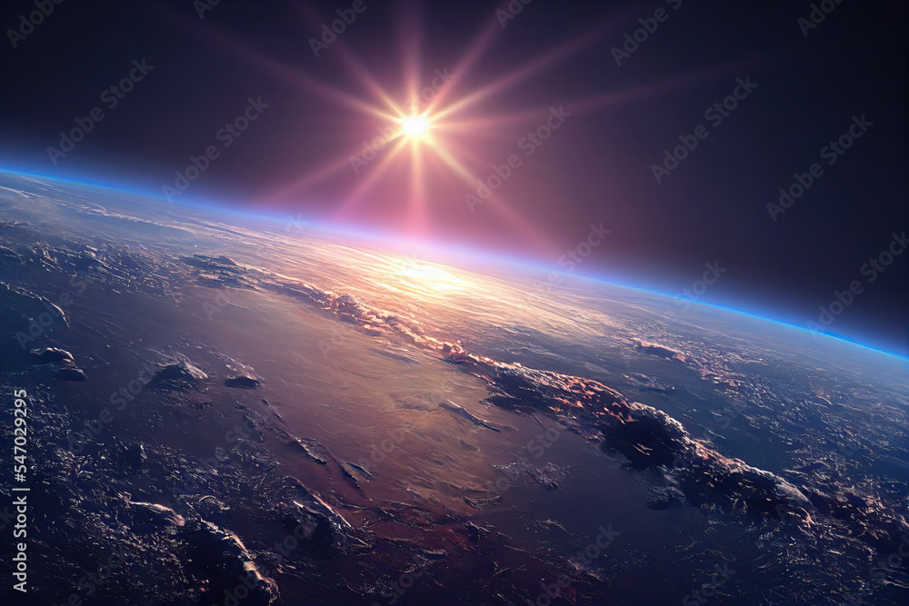 Earth atmosphere with satellite observation of planet Earth from space ...