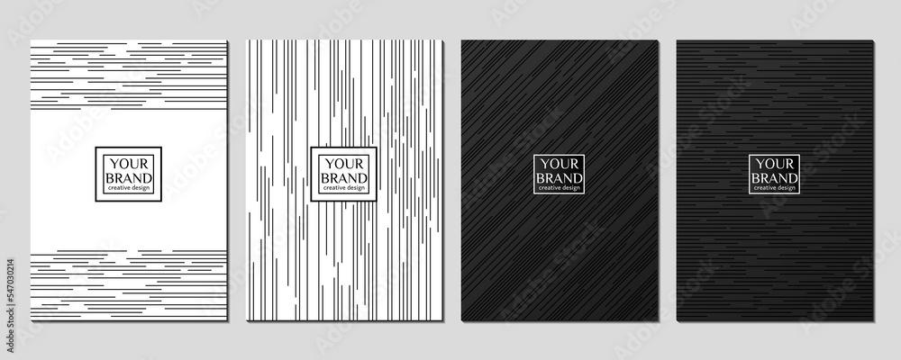 Modern black and white cover design set. Luxury creative dynamic ...