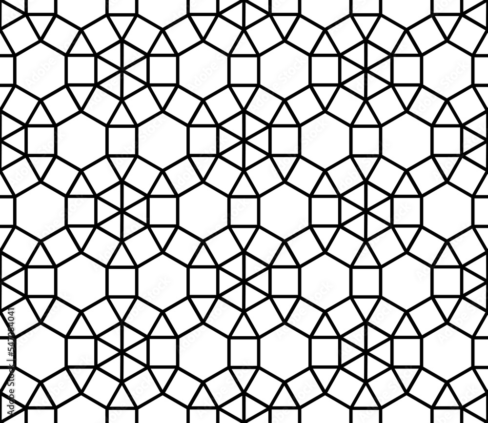 Dodecagons and hexagons in a contemporary mosaic tile repeating ...