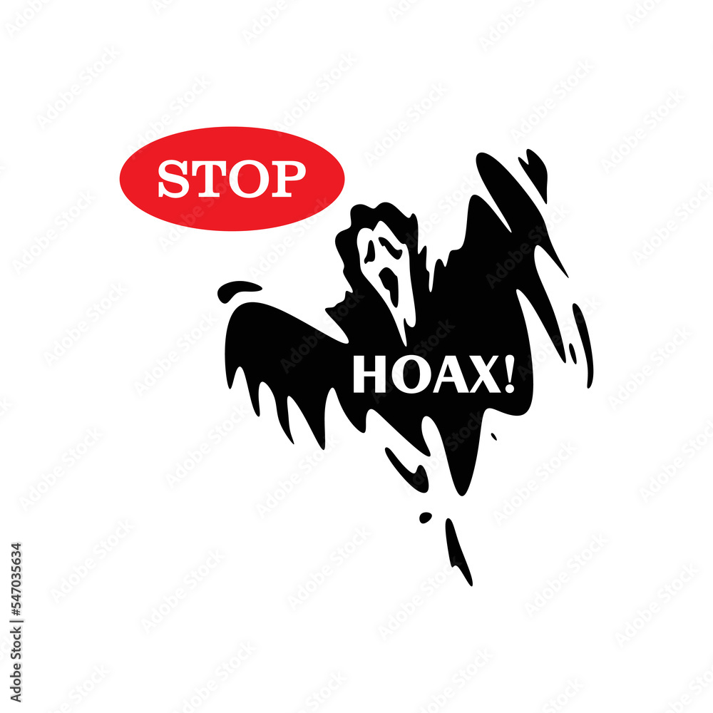 STOP HOAX logo, silhouette of black ghost flyinng vector illustrations ...