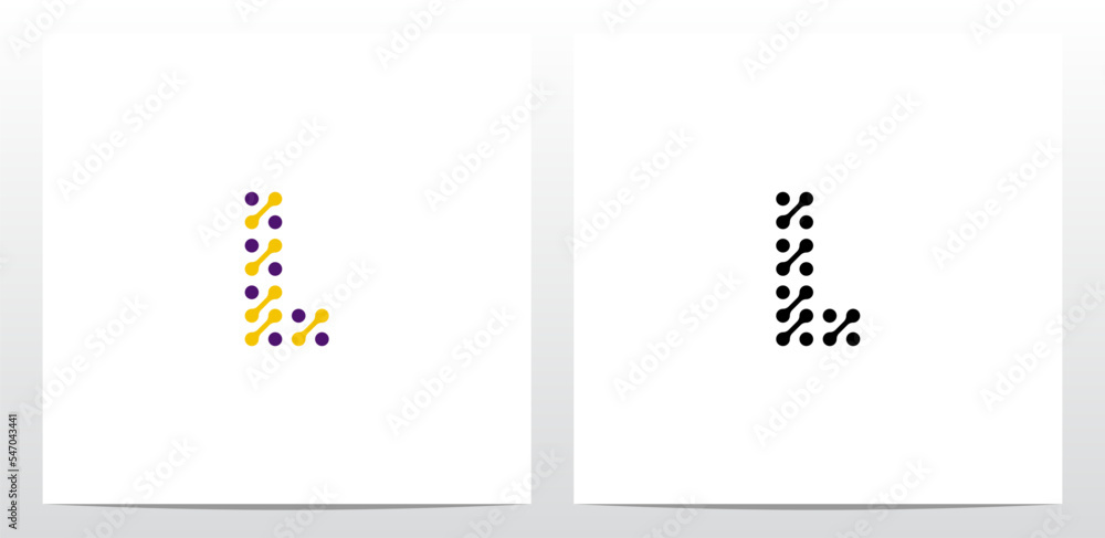 Dots Conected Diagonal Lines Letter Logo Design L Stock Vector | Adobe ...