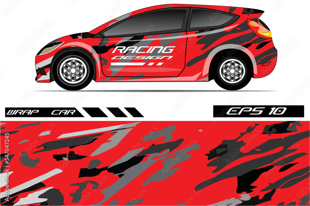 Car sticker wrap design vector. Graphic abstract line racing background ...