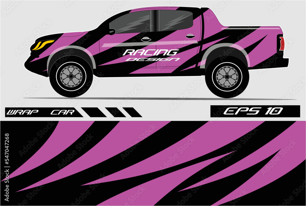 Car sticker wrap design vector. Graphic abstract line racing background ...
