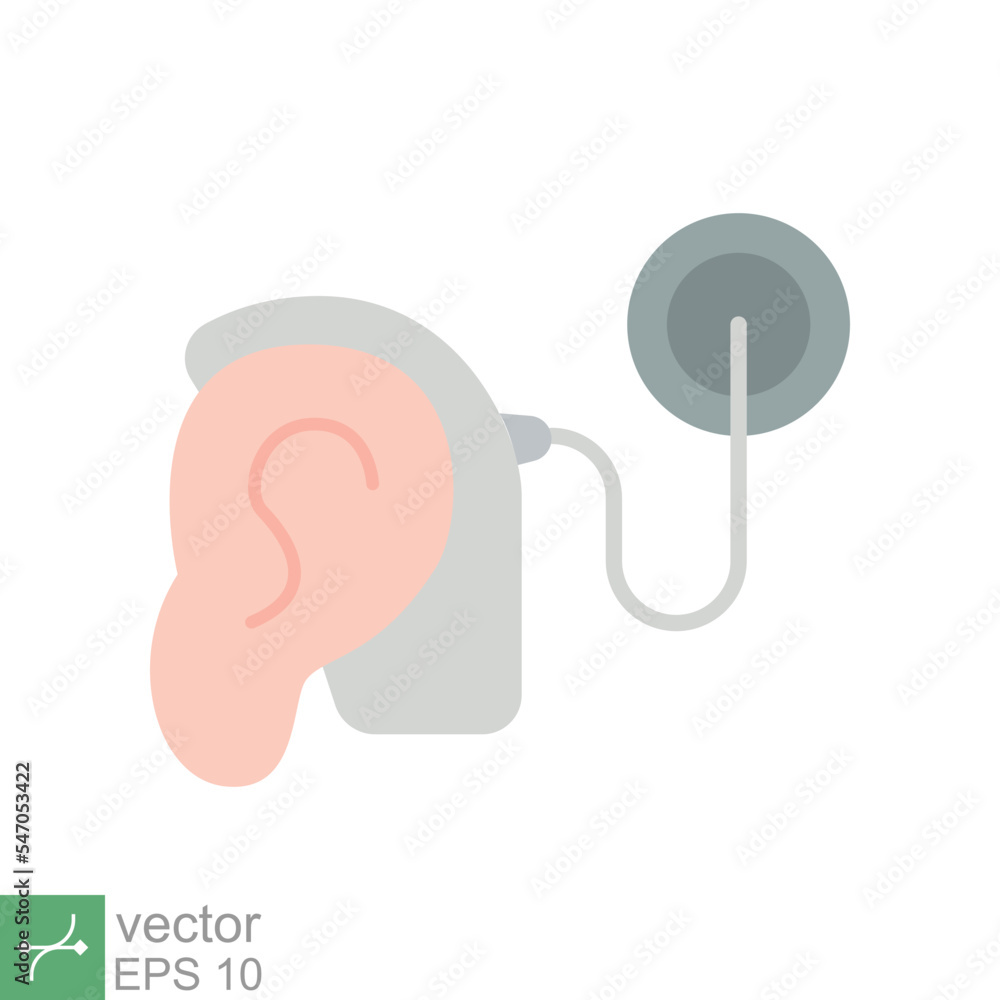 Cochlear implant icon. Simple flat style. Cybernetics, human ear with ...